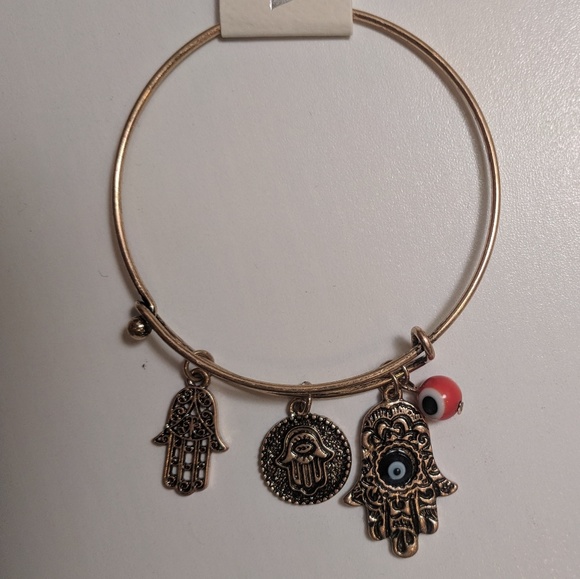 Jewelry | Hamsa Bracelet Gold Oxodized With Red Evil Eye | Poshmark